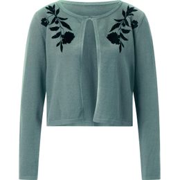 CRÉATION L Damen Cardigan mit einem Hakenverschluss jade Größe 40