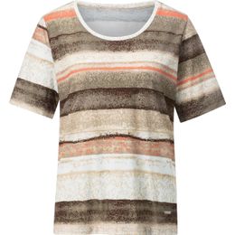 CRÉATION L Damen Print-Shirt im farbharmonischen Muster ecru-khaki-bedruckt Größe 38
