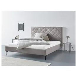 Polsterbett Home Affaire "Charlott", grau, B:194cm H:124cm L:215cm, Betten, Modernes Polsterbett mit oder ohne Lattenrost