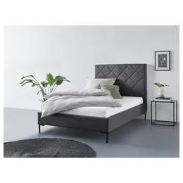Polsterbett Home Affaire "Charlott", grau (anthrazit), B:154cm H:124cm L:215cm, Betten, Modernes Polsterbett mit oder ohne Lattenrost