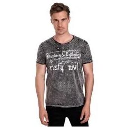 T-Shirt Rusty Neal, Herren, Gr. S, schwarz, 100% Baumwolle, Batikmuster, mehrfarbig, normal, Rundhals, Kurzarm, Shirts, in melierter Optik
