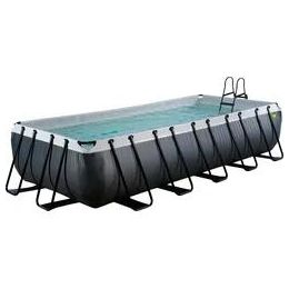 Framepool EXIT, schwarz, B:200cm H:100cm L:400cm, Schwimmbecken, BxLxH: 200x400x100 cm, mit Filterpumpe und Sicherheitsleiter