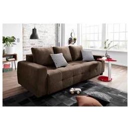 Schlafsofa Collection AB "Bella, B: 241 cm, Liegefl. 142x194 cm", braun (dunkelbraun), B:241cm T:94cm, Zierkissen: 100% Polyester;Microfaser PRIMABELLE (100% Polyester);Struktur fein (100% Polyester), Sofas, mit Bettfunktion, Bettkasten & 2 Zierkissen, Federkern, Topseller