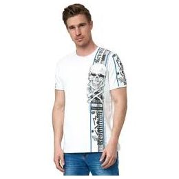 T-Shirt Rusty Neal, Herren, Gr. M, weiß, 100% Baumwolle, bedruckt, casual, normal, Rundhals, Kurzarm, Shirts, im verwaschenen Look