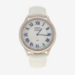 Silberfarben-weiße Armbanduhr mit zwei Zifferblättern