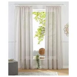 Gardine Bruno Banani "Linus" Gr. 1, beige (sandfarben), B:130cm H:145cm, Polyester, Gardinen, 1 Schal, eingewebte Querstreifen, verschiedene Größen