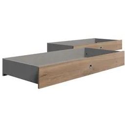 Bettschubkasten wimex "Valencia", braun (plankeneiche nachbildung), B:141cm H:20cm T:61cm, Spanplatte, Schubladen, im 2-er Set
