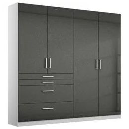 Drehtürenschrank Rauch "Kleiderschrank Schrank Garderobe Garderobenschrank Topseller HOMBURG", weiß (alpinweiß, hochglanz effektgrau), B:181cm H:197cm T:54cm, Holzwerkstoff, Schränke, mit viel Stauraum, oberer Schubkasten mit Einteilung MADE IN GERMANY