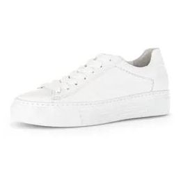 Plateausneaker Gabor "FLORENZ", Damen, Gr. 41, weiß, Kalbsleder, Sportlich, Schuhe, mit OPTIFIT-Wechselfußbett, Freizeitschuh, Halbschuh, Schnürschuh