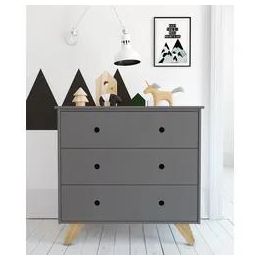 Lüttenhütt Schubkastenkommode LÜTTENHÜTT "Dolidoo", grau (grau, natur), B:95cm H:90cm T:50cm, MDF, Massivholz, Sideboards, im modernen Scandi Design