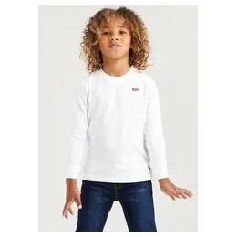 Levi's Langarmshirt LEVI'S KIDS "LVB LS GRAPHIC TEE SHIRT", Jungen, Gr. 12 (152), weiß, Single Jersey, Obermaterial: 60% Baumwolle, 40% Polyester, unifarben, Casual, regular fit normal, Rundhals, gerader Abschluss, Shirts, mit Logo Stickerei for BOYS