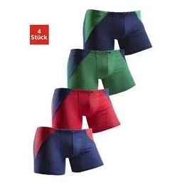 H.I.S. Boxer H.I.S "Boxershorts für Jungen", Kinder, Gr. 182, bunt (marine, grün, grün, marine, rot, marine, marine, rot), Jersey, Obermaterial: 95% Baumwolle, 5% Elasthan, colorblocking, körpernah, Unterhosen, mit coolem Colorblocking für einen sportlichen Auftritt