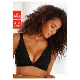 Bralette-BH Petite Fleur, Damen, Gr. 70, Cup D, schwarz (2xschwarz), Spitze, Obermaterial: 90% Polyamid, 10% Elasthan, BHs BH Spitzenw&auml;sche BH-Set Spitzen-BH Triangel-BH Bralette, ohne B&uuml;gel aus Spitze, Dessous