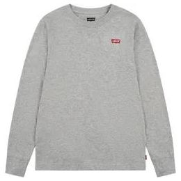 Levi's Langarmshirt LEVI'S KIDS "LVB LS GRAPHIC TEE SHIRT", Jungen, Gr. 5 (110), grau (grau heather), Single Jersey, Obermaterial: 60% Baumwolle, 40% Polyester, unifarben, regular fit normal, Rundhals, gerader Abschluss, Shirts, mit Logo Stickerei for BOYS