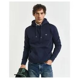 Hoodie Gant "REG SHIELD HOODIE", Herren, Gr. XXXL, blau (evening blau), Sweatware, Obermaterial: 80% Baumwolle, 20% Polyester, unifarben, casual, regular fit hüftlang, Langarm elastischer Bund, Sweatshirts, mit Logostickerei auf der Brust