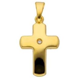 Adelia´s Kettenanhänger ADELIA ́S "585 Gold Kreuz Anhänger", gold, Schmuckanhänger, Damen, 0,01 VVS = sehr sehr kleine Einschlüsse mit Diamant, Gold, mit Diamant Goldschmuck für Damen & Herren