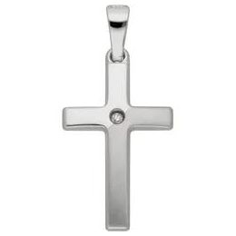 Adelia´s Kettenanhänger ADELIA ́S "585 Weißgold Kreuz Anhänger", silber, Schmuckanhänger, Damen, 0,01 VVS = sehr sehr kleine Einschlüsse mit Brillant, Gold, mit Diamant / Brillant Goldschmuck für Damen & Herren