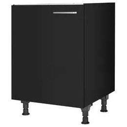 Spülenschrank Nobilia ""Touch", Ausrichtung wählbar, vormontiert, in den Breiten", schwarz (front: lacklaminat schwarz supermatt, korpus: schwarz), B:60cm H:87cm T:58,3cm, Schränke, 45 und 60 cm, mit höhenverstellbaren Sockelfüßen