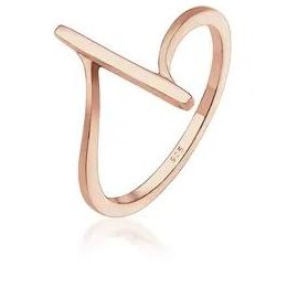 Fingerring Elli "Geo Form Geschwungen 925 Sterling Silber" Gr. 56, rosa (rosegold), Fingerringe, Damen, 56mm, ohne Stein, Silber 925 (Sterlingsilber), 1mm