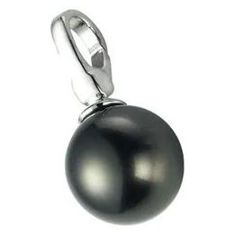 Charm-Einhänger "Muschelkern-Perle grau, Silber 925", grau, Giorgio Martello MILANO, Charms, Damen, Silber 925 (Sterlingsilber)