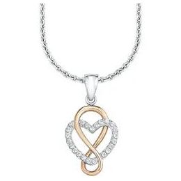 Kette mit Anhänger s.Oliver "9081684, Herz Unendlichkeitsschleife/Infinity", rosa (silberfarben, roségoldfarben), Halsketten, Damen, Silber 925 (Sterlingsilber), L: 45, mit Zirkonia (synth.)