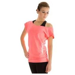 Oversize-Shirt WINSHAPE "WTR12", Damen, Gr. M, rot (neon coral), 48% Baumwolle, 48% Polyester, 4% Elasthan, U-Boot-Ausschnitt, Shirts, Dance-Style