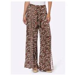 Webhose Heine, Damen, Gr. 40, Normalgrößen, braun (rotbraun, champagner, bedruckt), 100% Viskose, bedruckt, ethno, gemustert, mehrfarbig, lang, Hosen