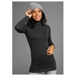 Rollkragenpullover Laura Scott, Damen, Gr. 38, schwarz (anthrazit melange), Feinstrick, Obermaterial: 70% Viskose, 30% Polyamid, meliert, Basic, sehr figurbetont hüftbedeckend, hoch geschlossener Ausschnitt, Rippbündchen, Pullover, Feinstrick in figurbetonter Longform