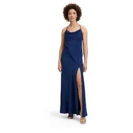 Abendkleid Vera Mont "Vera Mont Damen Abendkleid mit Wasserfallausschnitt", Damen, Gr. 40, Normalgrößen, blau (festival blau), Obermaterial: 100% Polyester. Futter: 100% Polyester., festlich, figurbetont lang, Wasserfallausschnitt, Kleider, Schlitz