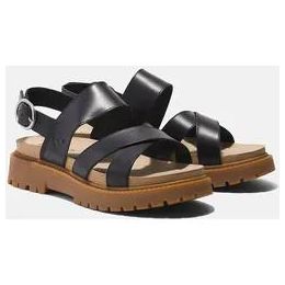 Sandale Timberland "Clairemont Way CROSS STRAP SANDAL", Gr. 38 (7), schwarz (blk full gra), Leder, sportlich, Schuhe
