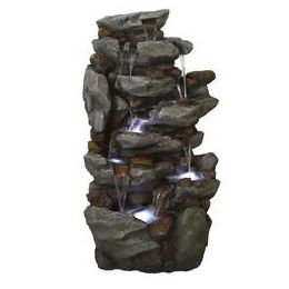 ACQUAARTE Gartenbrunnen "Wasserfall BONORVA", grau, Wasserspiele, Komplettset mit LED-Beleuchtung, Pumpe und Anschlussmaterial