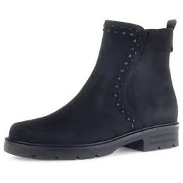 Stiefelette Gabor, Damen, Gr. 38, schwarz (schwarz, nieten), Nubukleder, unifarben, klassisch, Schuhe, Blockabsatz, Komfortschuh, Boots mit glänzenden Nieten