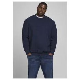 Jack & Jones PlusSize Sweatshirt "BASIC SWEAT CREW NECK", Herren, Gr. 4XL, blau (navy), angeraute Sweatware, Obermaterial: 85% Baumwolle, 15% Polyester, JACK & JONES PLUSSIZE, unifarben, Modisch, normal, Rundhals, Bündchen, Sweatshirts