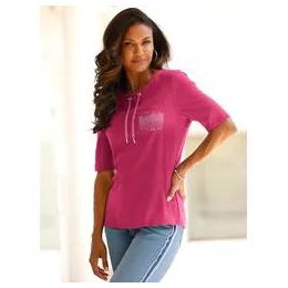 Kurzarmshirt Classic Basics "Kurzarm-Shirt", Damen, Gr. 44, pink, 100% Baumwolle, bedruckt, gemustert, metallic, Rundhals, Shirts