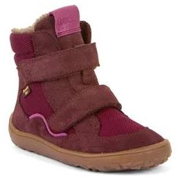 Barfußschuh froddo "BAREFOOT TEX WINTER", Kinder, Gr. 24, lila (beerenfarben), Veloursleder, Textil, Basic, Schuhe, Klettschuh, Winterstiefel mit TEX-Membrane