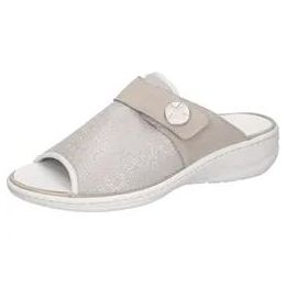 Waldläufer Pantolette WALDLÄUFER "HERIA", Damen, Gr. 5 (38), grau (hellgrau), Nubukleder, Textil, metallic, Schuhe, Bequemschuh, Hausschuh, Sommerschuh in Komfortweite H=sehr weit