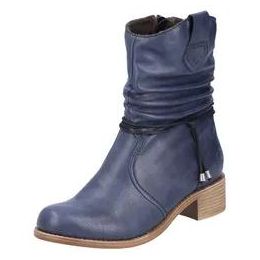 Winterstiefelette Rieker, Damen, Gr. 38, blau (dunkelblau), Lederimitat, Klassisch, Schuhe, Boots, Blockabsatz, slouchy Schaft, mit Innenreißverschluss, Topseller