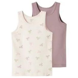 Unterhemd name it "NMFTANK TOP 2P BARELY PINK BOW NOOS", Kinder, Gr. 104, N-Gr, pink (barely pink), Jersey, Obermaterial: 95% Baumwolle, 5% Elasthan, unifarben, casual, normal, Rundhals, ärmellos, Unterhemden