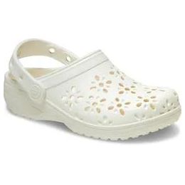 Clog Crocs "Classic Floral Cut Out Clog", Kinder, Gr. 28, beige (creme), CrosliteTM, geblümt, Schuhe, Sandale mit schwenkbarem Fersenriemen