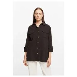 Véro Moda Hemdbluse VERO MODA "VMBUMPY L/S SHIRT NEW WVN GA NOOS", Damen, Gr. M, braun (chocolate torte), Web, Obermaterial: 100% Viskose, unifarben, modisch, regular fit Po-bedeckend, V-Ausschnitt, Langarm mit Riegel Manschette, Blusen