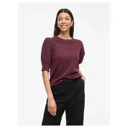 Strickpullover Vila "VIRIL 2/4 SLEEVE O-NECK KNIT TOP - NOOS", Damen, Gr. XL, fig detail:schwarz melange, Strick, Obermaterial: 50% Viskose, 28% Polyester, 22% Nylon, meliert, modisch, regular fit normal, Rundhals, Halbarm Rippstrickbündchen, Pullover