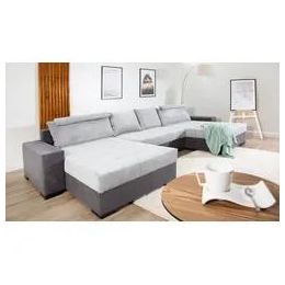 Wohnlandschaft Collection AB "Josy XXXL-Relax U-Form, B: 352 cm", grau (anthrazit, hellgrau), B:352cm H:41cm T:161cm, 100%Polyester, Sofas, mit Bettfunktion, Bettkasten & 2 Nackenkissen, Federkern, Topseller