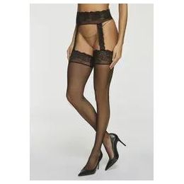 Overknee-Strumpfhose Petite Fleur Gold, Damen, Gr. - (32/48), schwarz, Obermaterial: 92% Polyamid, 8% Elasthan, Netz, elastisch, Strumpfhosen, in Straps-Optik und Netzstruktur
