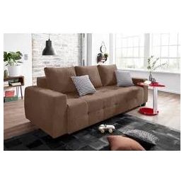 Schlafsofa Collection AB "Bella, B: 241 cm, Liegefl. 142x194 cm", braun (kaffeebraun), B:241cm H:90cm T:94cm, Zierkissen: 100% Polyester, Microfaser PRIMABELLE (100% Polyester), Struktur fein (100% Polyester), Sofas, mit Bettfunktion, Bettkasten & 2 Zierkissen, Federkern, Topseller