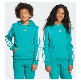 Kapuzensweatshirt Adidas SPORTSWEAR "J 3S FL HD 225", Kinder, Gr. 164, pure teal, weiß, Obermaterial: 71% Baumwolle, 29% Polyester, sportlich, Sweatshirts