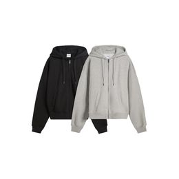 Bershka Zip-Up Hoodie male Grey, Black size M