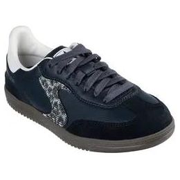 Sneaker Skechers "HOTSHOT-SHIMMERING SPOTS", Damen, Gr. 40, schwarz-weiß (schwarz, weiß), Lederimitat, Veloursleder, animal-print, sportlich,modisch, Schuhe, Retro Sneaker, Schnürschuh mit glitzerndem Animal-Einsatz