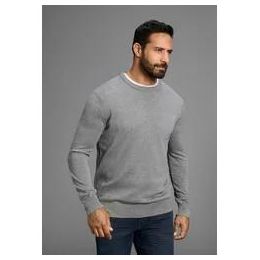 MAN'S WORLD Rundhalspullover MAN'S WORLD "Neue Kollektion DP Grau & Schwarz", Herren, Gr. XL (56/58), schwarz (schwarz, grau), Feinstrick, Obermaterial: 50% Baumwolle, 50% Polyacryl, unifarben, Basic, regular fit, Rundhals, Rippbündchen, Pullover, in Feinstrick