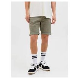 Jack & Jones Shorts JACK & JONES "JJIRICK JJORIGINAL SHORTS SQ 913 SN", Herren, Gr. S, N-Gr, grün (deep lichen grün), Web, Obermaterial: 76% Baumwolle, 22% Polyester, 2% Elasthan, unifarben, Modisch, regular fit kniefrei, Hosen, im Five-Pocket Style