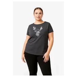 Kurzarmshirt Only CARMAKOMA "CARULRIKA S/S REG TEE JRS", Damen, Gr. M, magnet detail:moose front print, Jersey, Obermaterial: 100% Baumwolle, bedruckt, regular fit, Rundhals, Shirts